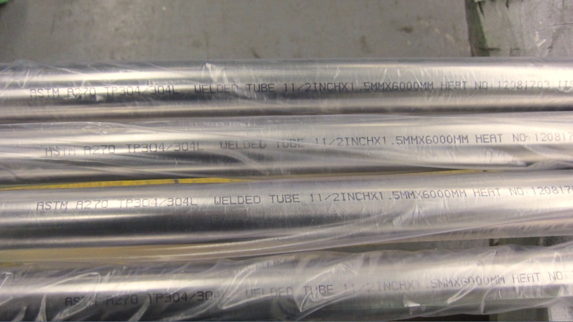 ASME SA270 / ASTM A270 Stainless Steel Welded Tube, Polished , Plain ...